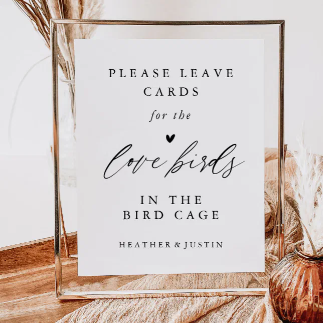 Calligraphy Wedding Bird Cage Wedding Cards Sign | Zazzle