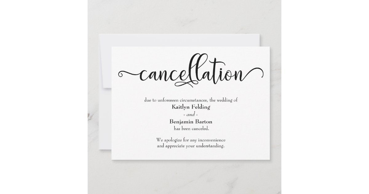 Calligraphy Wedding Cancellation Announcement Card | Zazzle