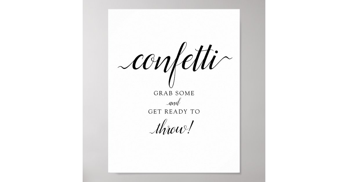 Calligraphy Wedding "Confetti" Sign | Zazzle