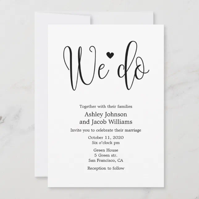 Calligraphy wedding invitation simple We do invite | Zazzle