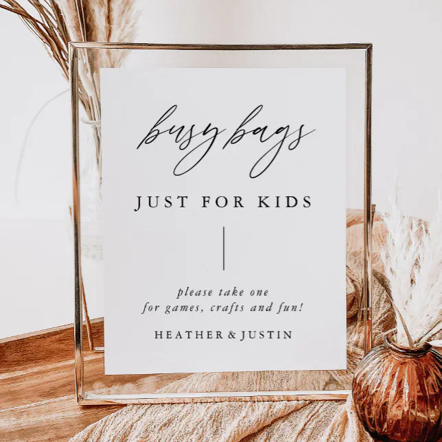 Calligraphy Wedding Kids Busy Bag Sign | Zazzle