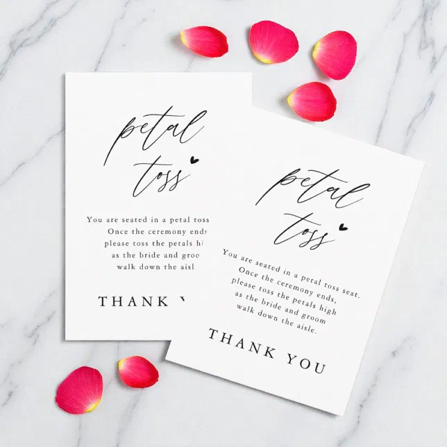 Calligraphy Wedding Petal Toss Send Off Cards | Zazzle