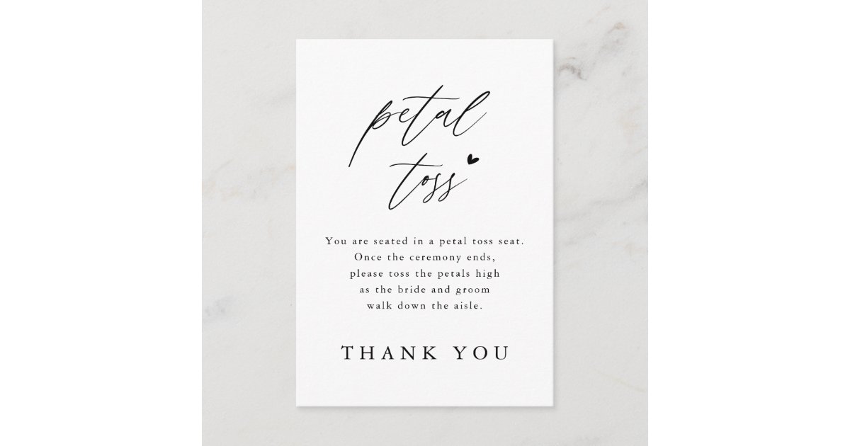 Calligraphy Wedding Petal Toss Send Off Cards | Zazzle