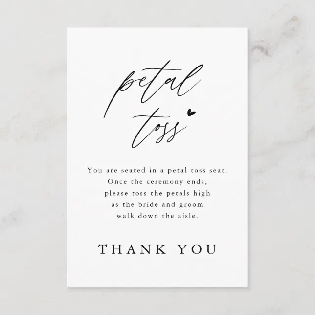 Calligraphy Wedding Petal Toss Send Off Cards | Zazzle