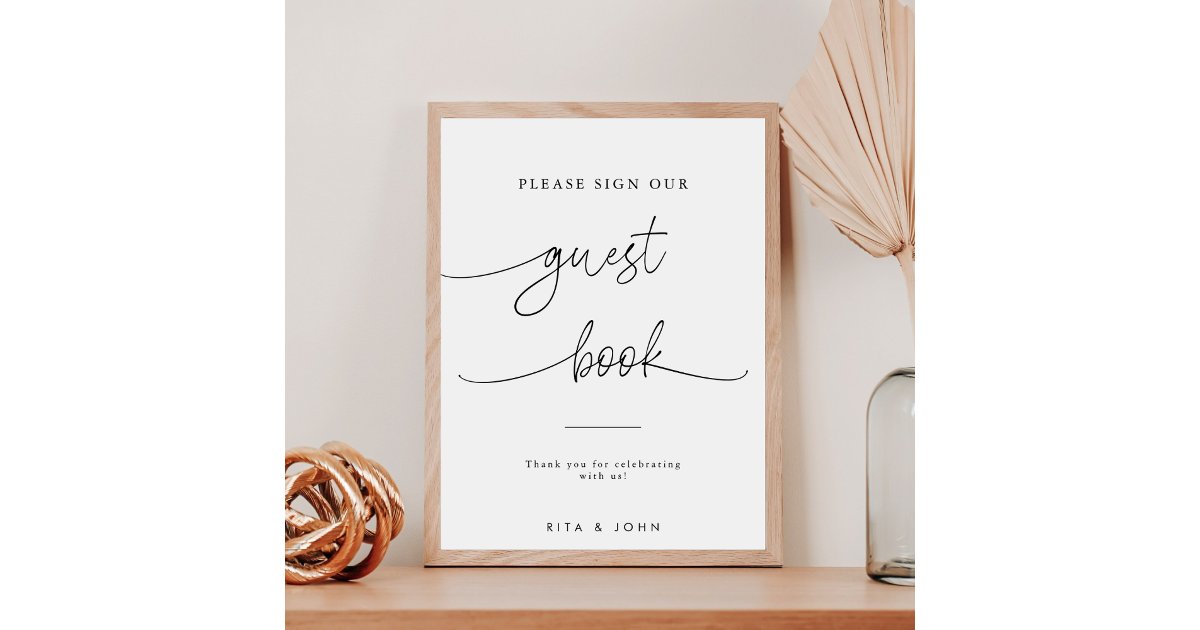 Calligraphy Wedding Please Sign Our Guestbook Sign | Zazzle