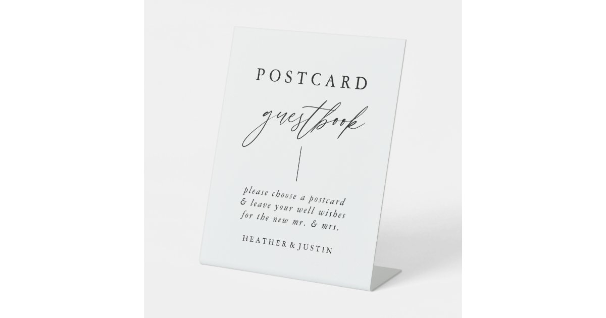 Calligraphy Wedding Postcard Guestbook Sign | Zazzle