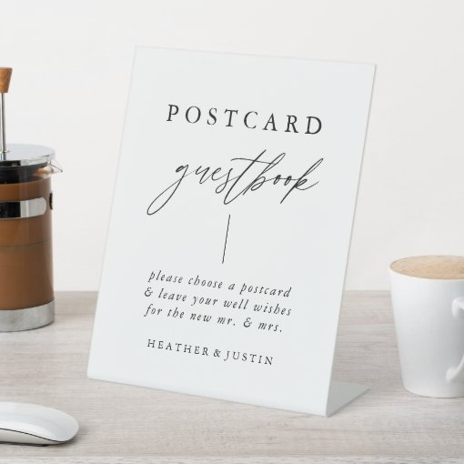 Calligraphy Wedding Postcard Guestbook Sign | Zazzle