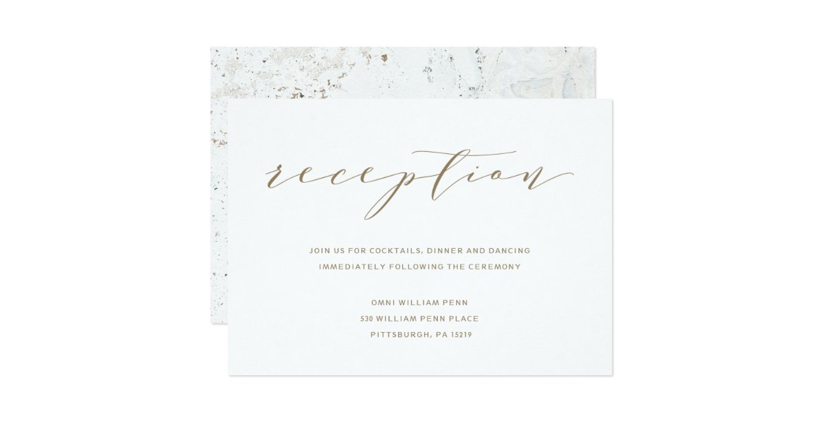 Calligraphy Wedding Reception Card | Gold | Zazzle.com