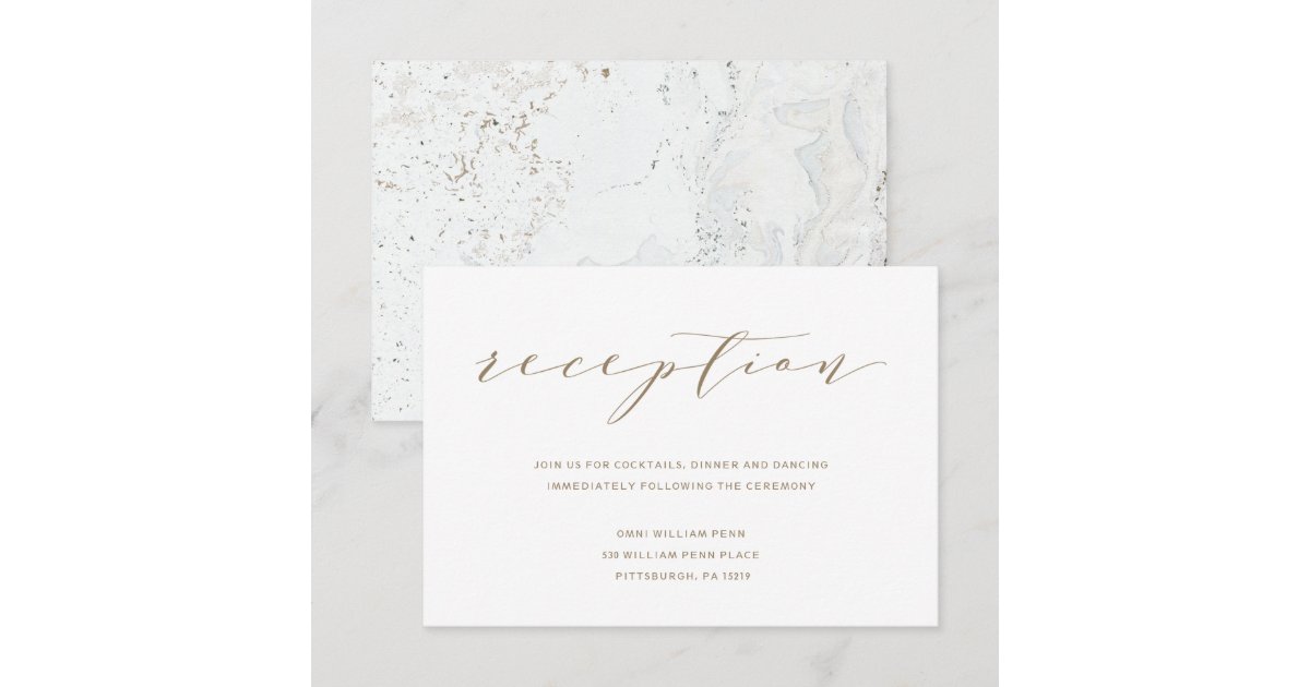 Calligraphy Wedding Reception Card | Gold | Zazzle