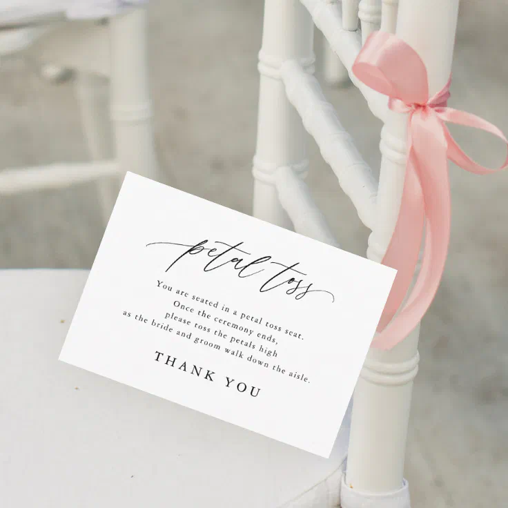 Calligraphy Wedding Send Off Petal Toss Enclosure Card | Zazzle