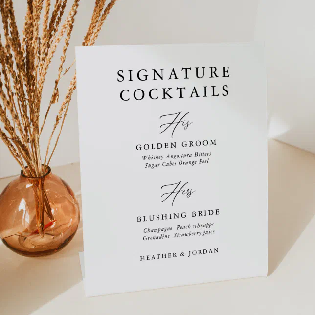 Calligraphy Wedding Signature Cocktail Bar Sign | Zazzle