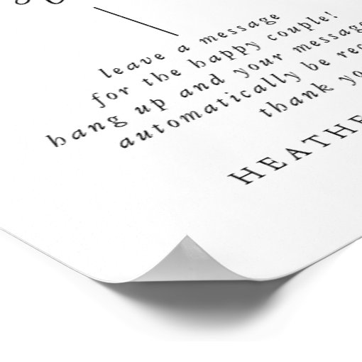 Calligraphy Wedding Telephone Guestbook Sign | Zazzle