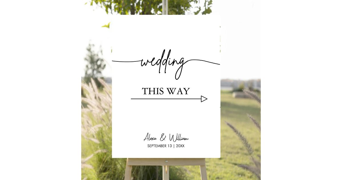 Calligraphy Wedding This Way Welcome Sign | Zazzle