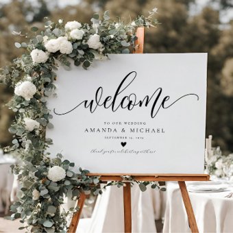 Calligraphy Wedding Welcome Sign Foam Core Board | Zazzle