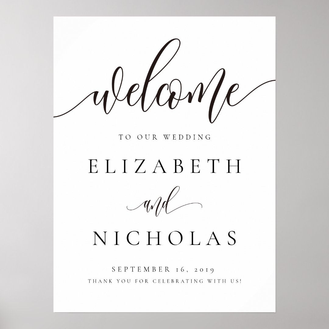 Calligraphy Welcome Wedding Sign | Zazzle