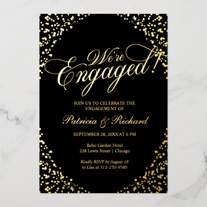 Calligraphy We're Engaged Engagement Party Foil Invitation | Zazzle.com