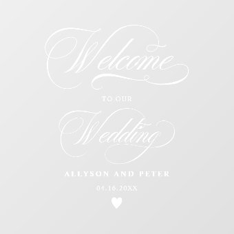 calligraphy white script wedding welcome window cling | Zazzle