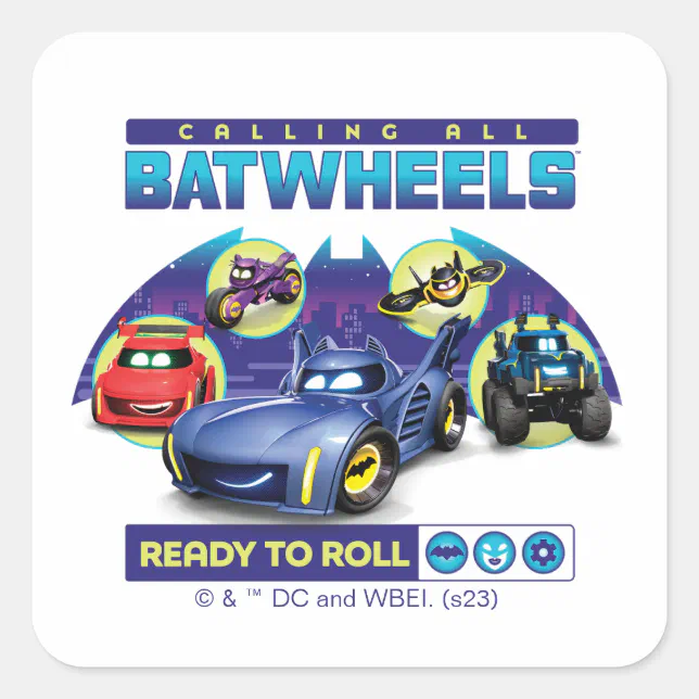 Calling all Batwheels™ - Ready to Roll Square Sticker | Zazzle