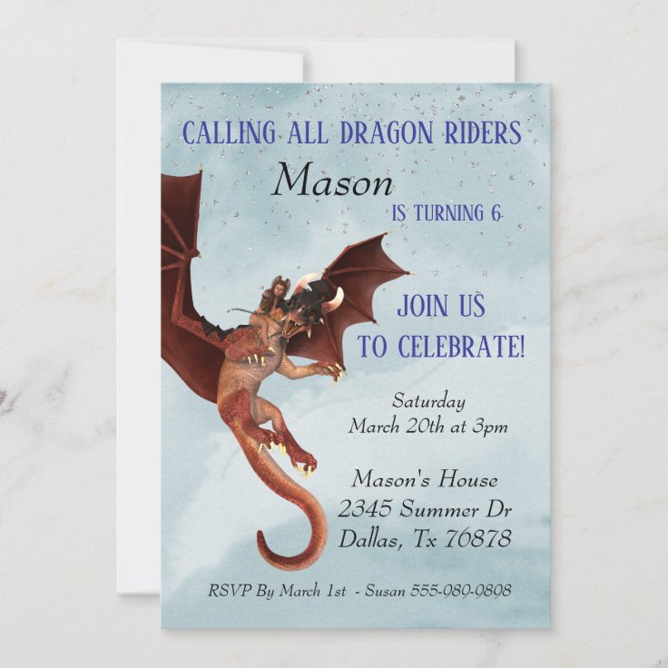 Calling all Dragon Riders Birthday Party Child's Invitation | Zazzle