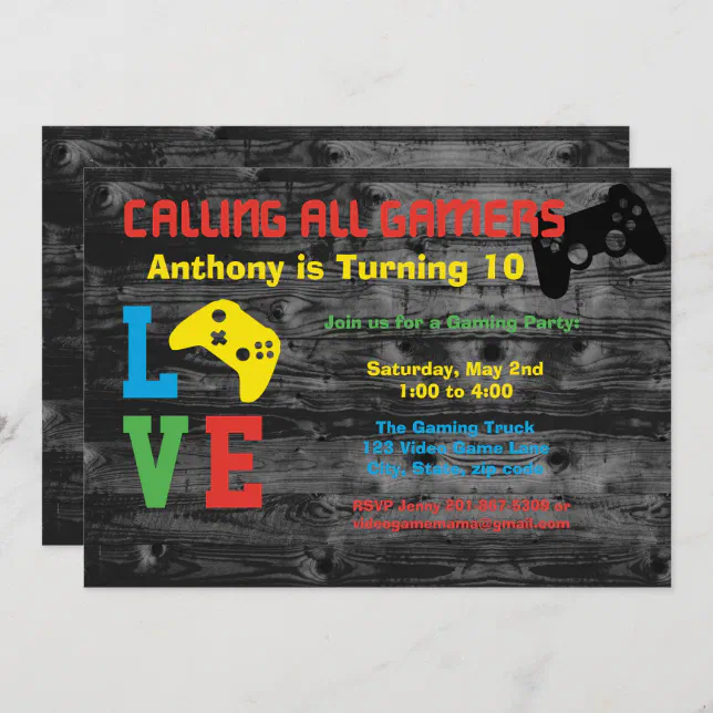 Calling All Gamers Birthday Party Invitation | Zazzle