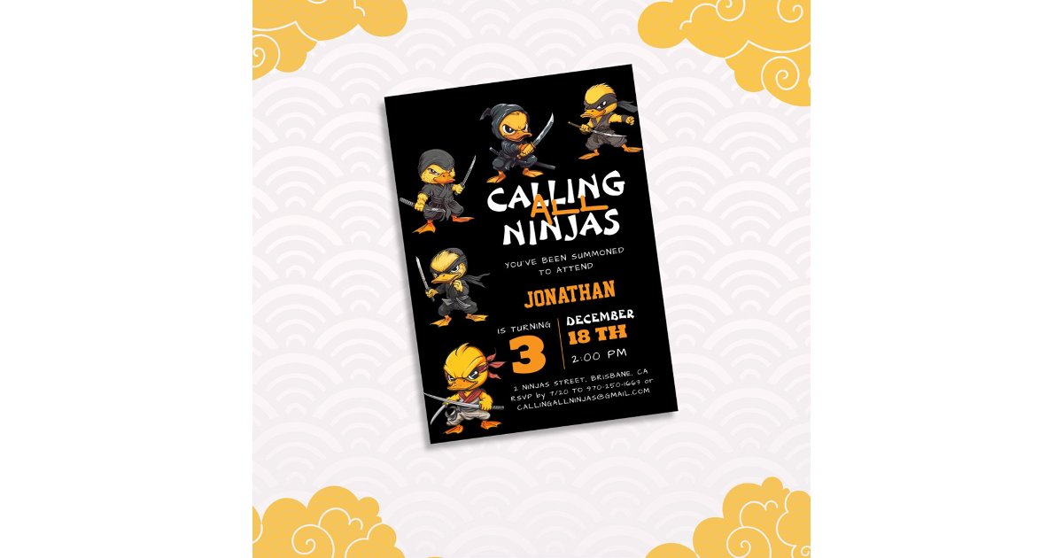 Calling All Ninjas Funny Duck Birthday Invitation | Zazzle