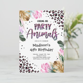 Calling All Party Animal Safari Leopard Birthday Invitation | Zazzle