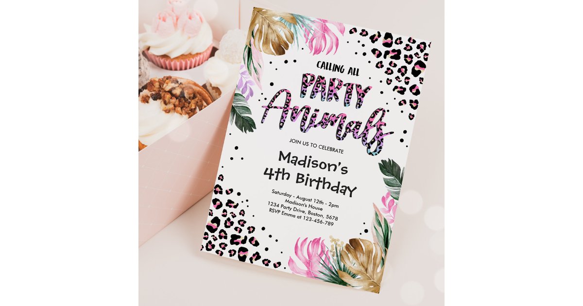 Calling All Party Animal Safari Leopard Birthday Invitation | Zazzle