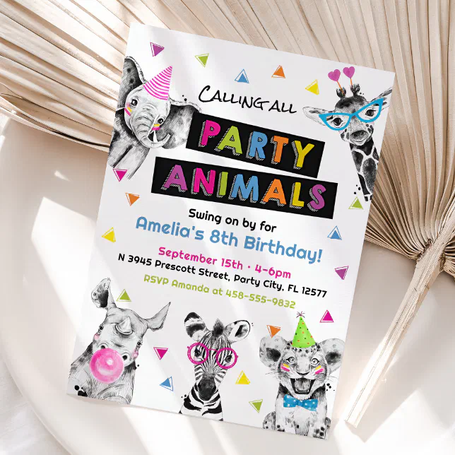 Calling All Party Animals Birthday Invitation | Zazzle