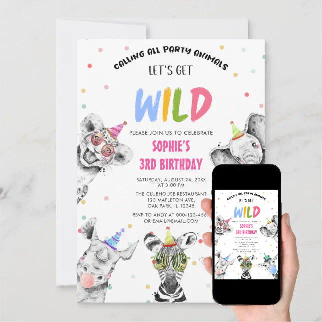Calling All Party Animals Let's Get Wild Birthday Invitation | Zazzle