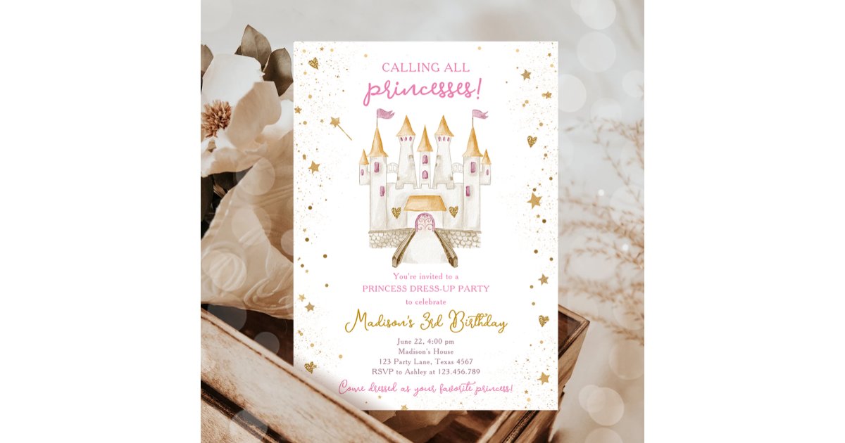 Calling All Princesses Castle Magical Birthday Invitation | Zazzle