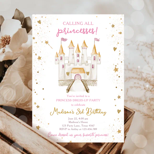 Calling All Princesses Castle Magical Birthday Invitation | Zazzle