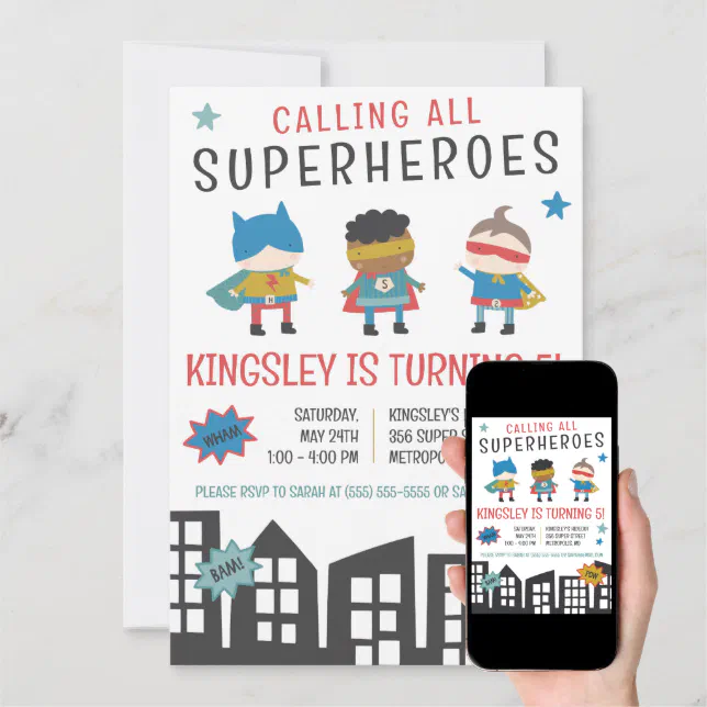 Calling all Superheroes! Superhero Birthday Party Invitation | Zazzle