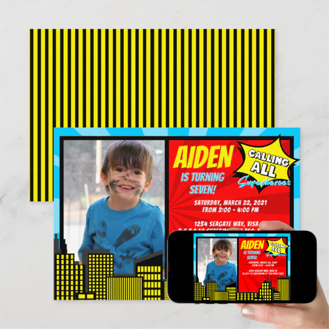 Calling All Superheroes Superhero Theme Birthday Invitation | Zazzle
