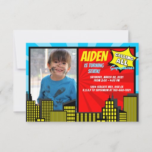 Calling All Superheroes Superhero Theme Birthday Invitation | Zazzle