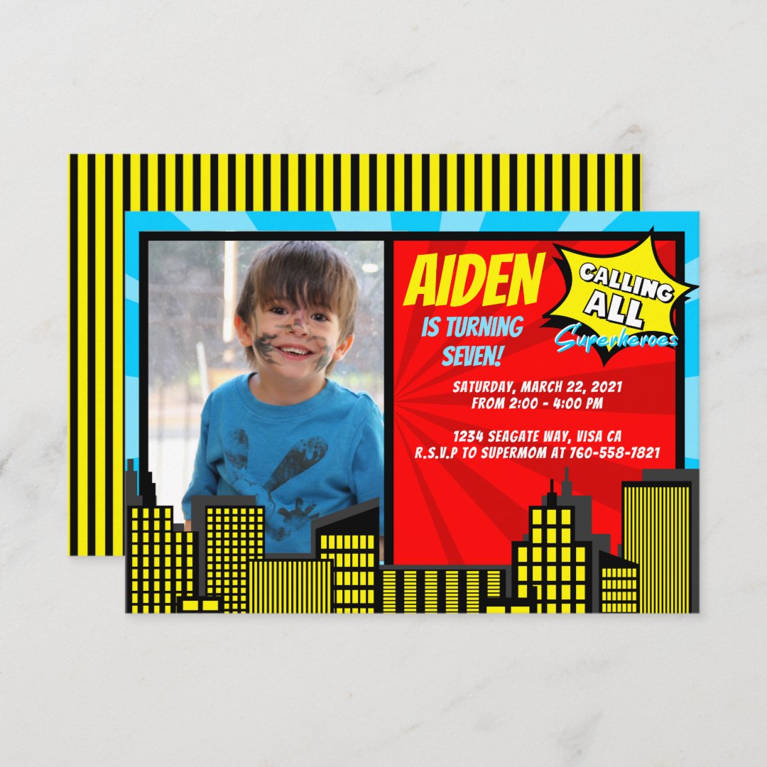 Calling All Superheroes Superhero Theme Birthday Invitation | Zazzle