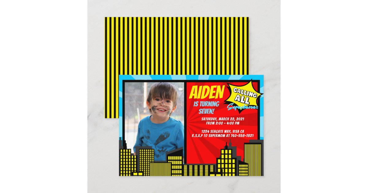 Calling All Superheroes Superhero Theme Birthday Invitation | Zazzle