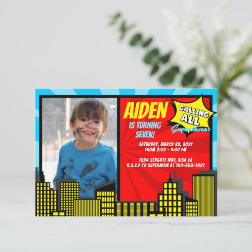 Calling All Superheroes Superhero Theme Birthday Invitation | Zazzle