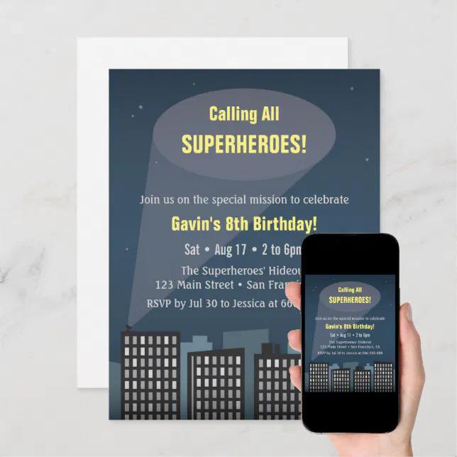 Calling All Superheroes Themed Birthday Party Invitation | Zazzle