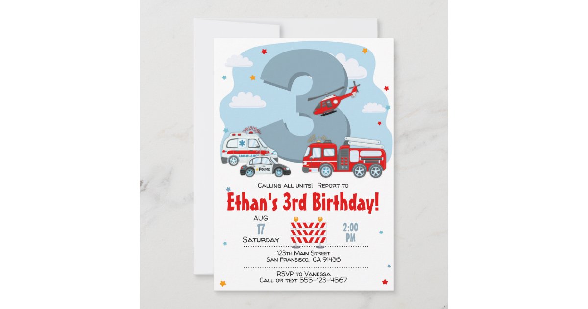 Calling All Units, Emergency Squad Invitation | Zazzle