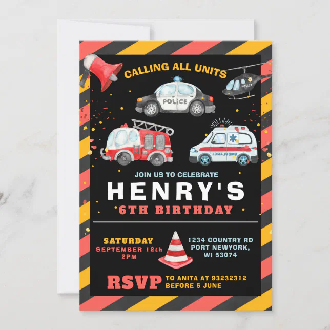 Calling all units Police Birthday Party Invitation | Zazzle
