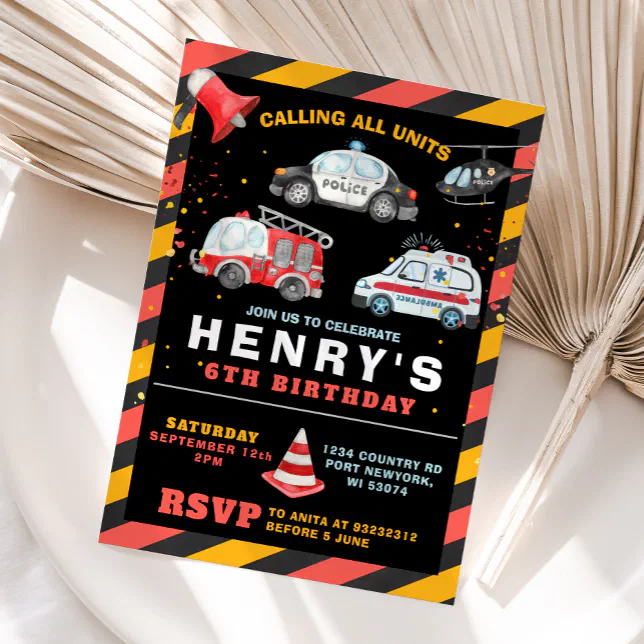 Calling all units Police Birthday Party Invitation | Zazzle