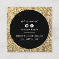 CALLING CARD circle border black gold glitter | Zazzle