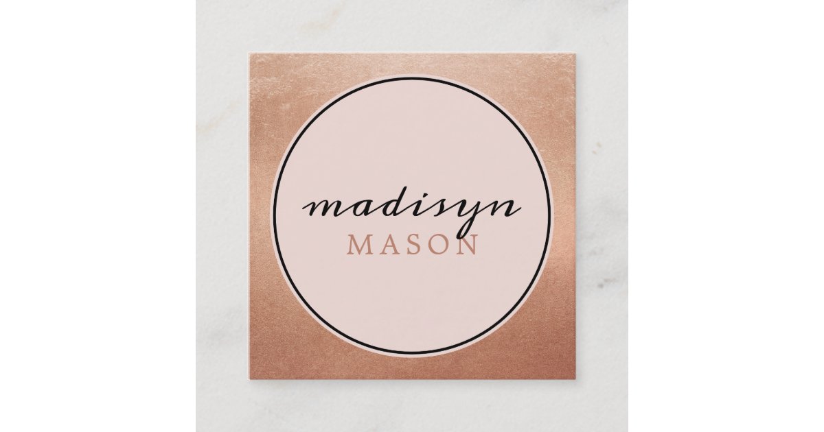 CALLING CARD circle border blush pink rose gold | Zazzle