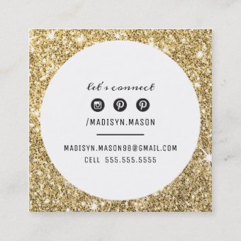 CALLING CARD circle border chic black gold glitter | Zazzle