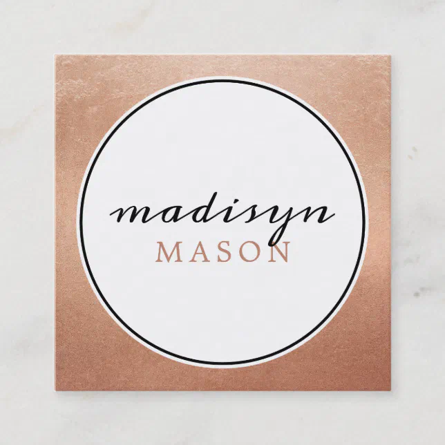 CALLING CARD circle border chic black rose gold | Zazzle