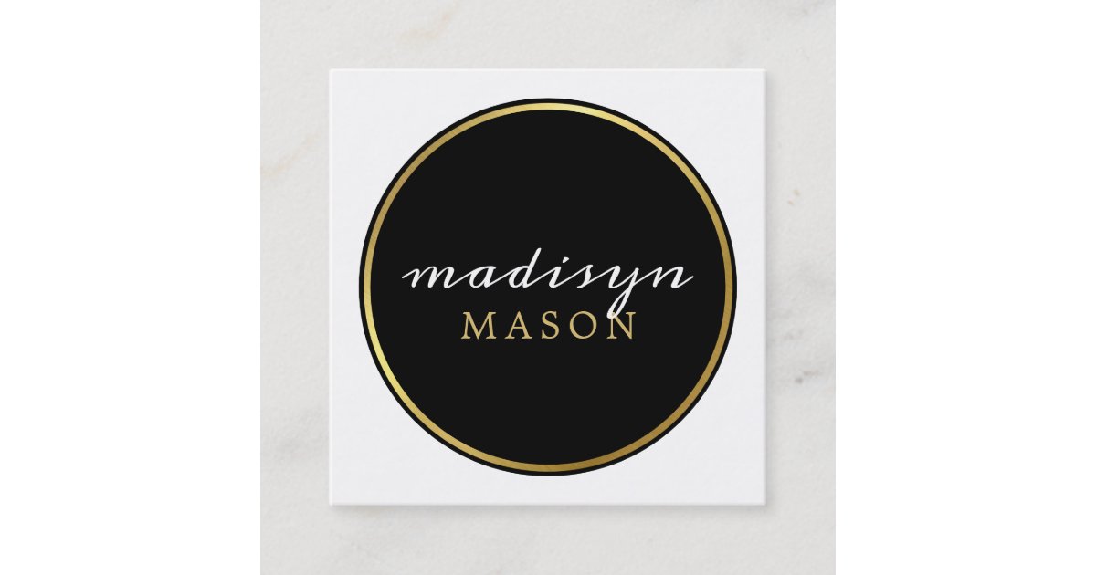 CALLING CARD circle border chic black white gold | Zazzle