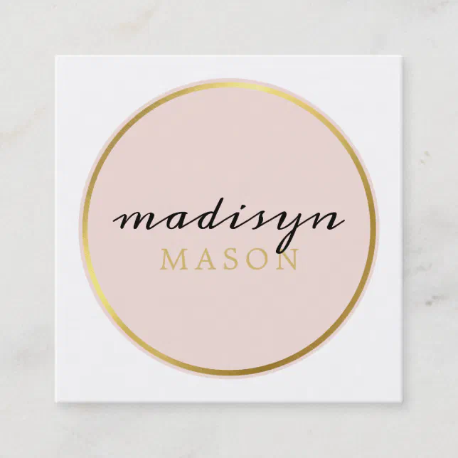 CALLING CARD circle border chic blush pink gold | Zazzle
