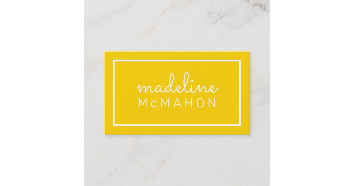 CALLING CARD preppy modern chic simple bold yellow | Zazzle