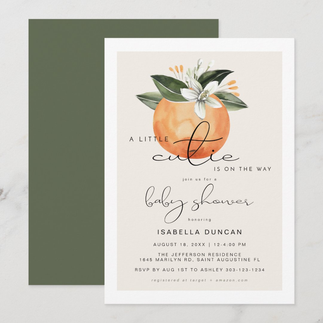 CALLIOPE Little Cutie Clementine Baby Shower Invitation | Zazzle
