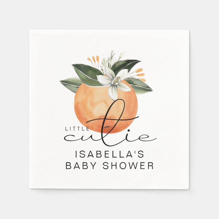 CALLIOPE Little Cutie Clementine Baby Shower Napkins | Zazzle